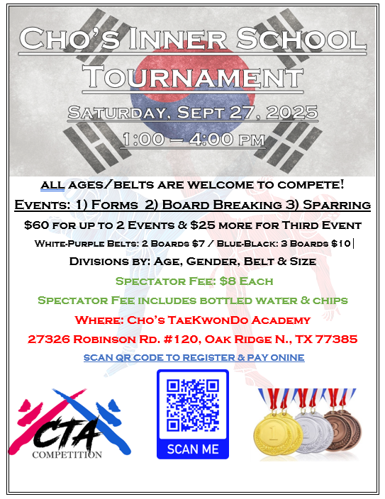 CHO’S TKD SCHOOL TOURNAMENT – CHO’S TAEKWONDO